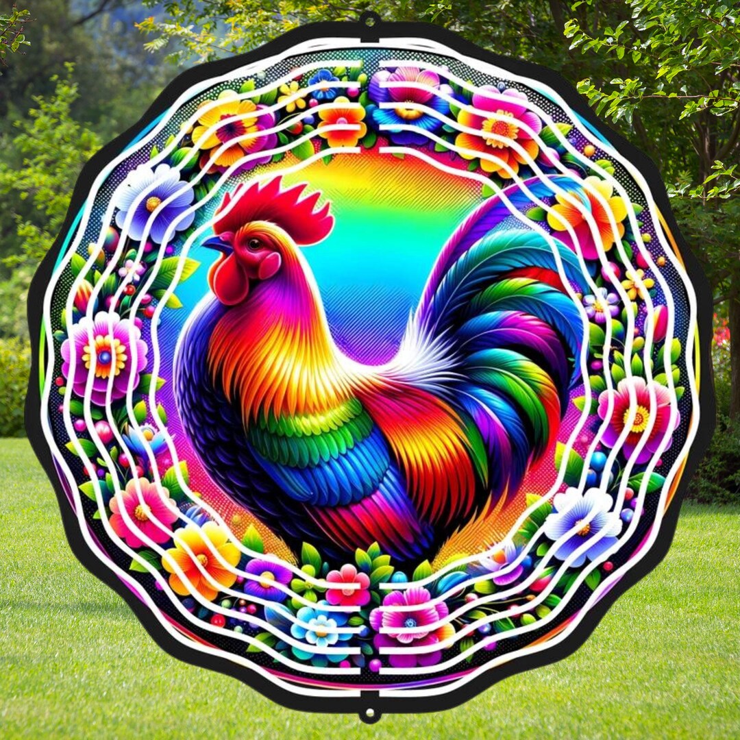 Rooster Wind Spinner-garden Decor-chicken Lover - Etsy
