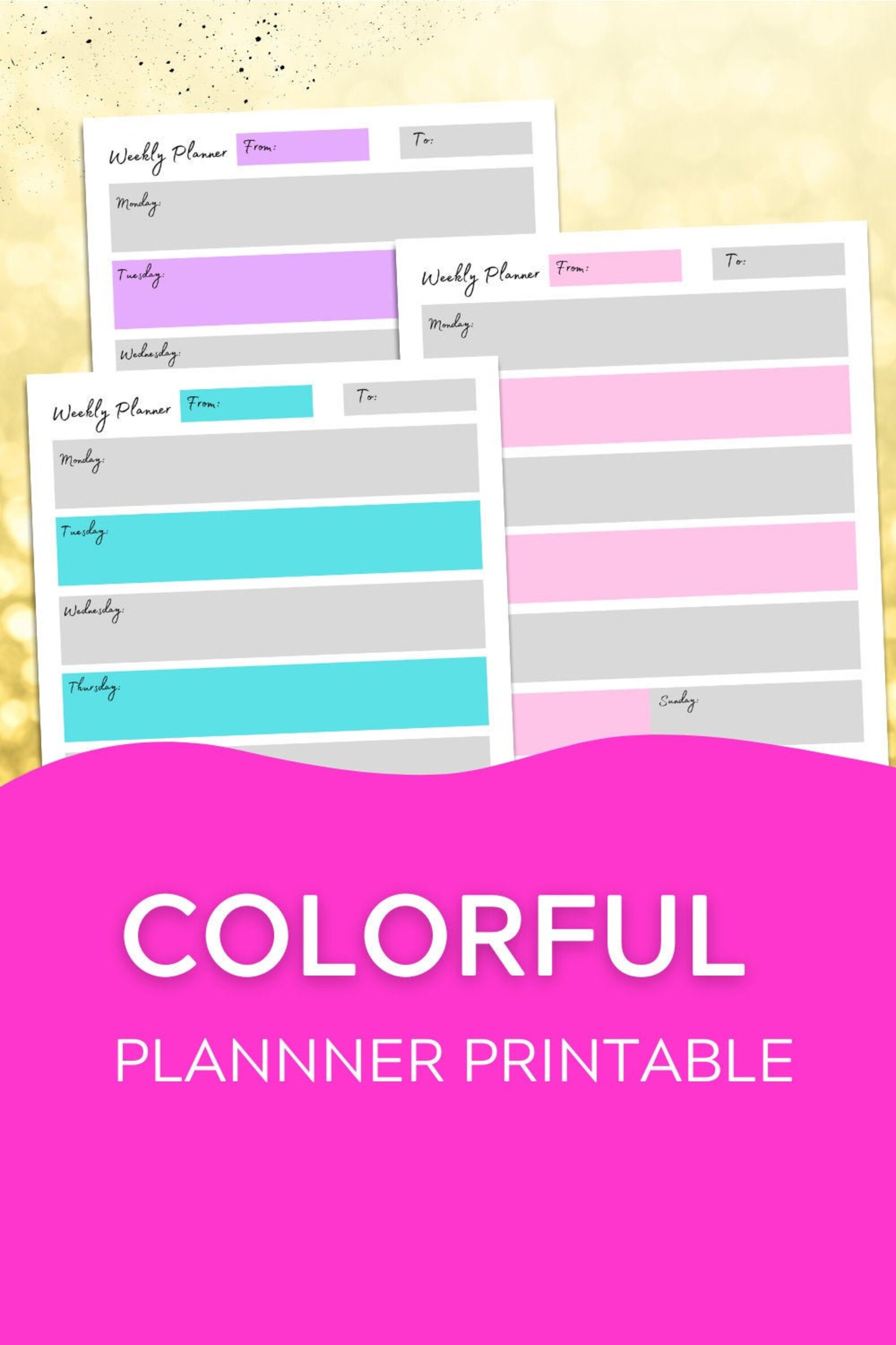 Colorful weekly Planner printable / Weekly Planner/ Planner | Etsy