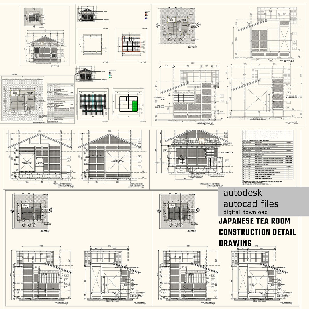 Autocad 2D DWG Blocks Templates Drawings Japanese Tea Room - Etsy