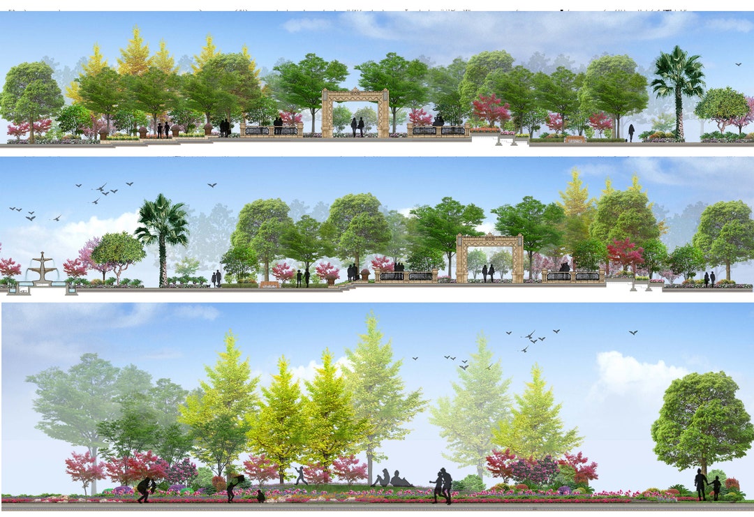 Photoshop PSD- Landscape Elevations Sections Vector Clipart Render PNG ...