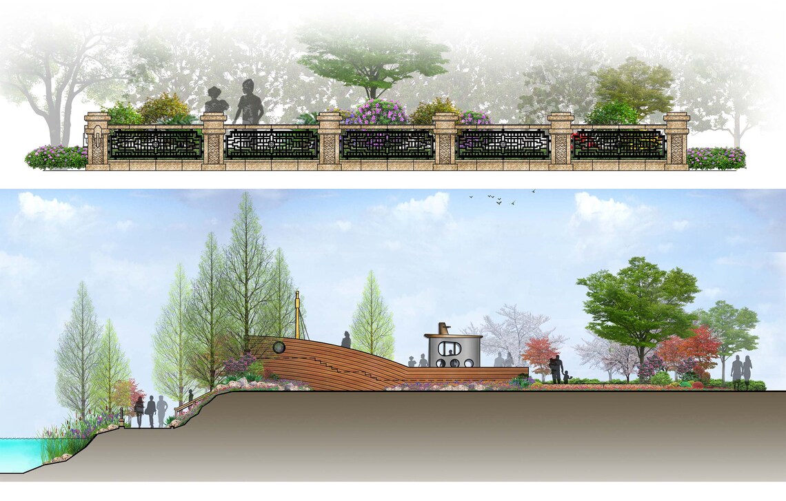 Photoshop PSD- Landscape Elevations Sections Vector Clipart Render PNG ...