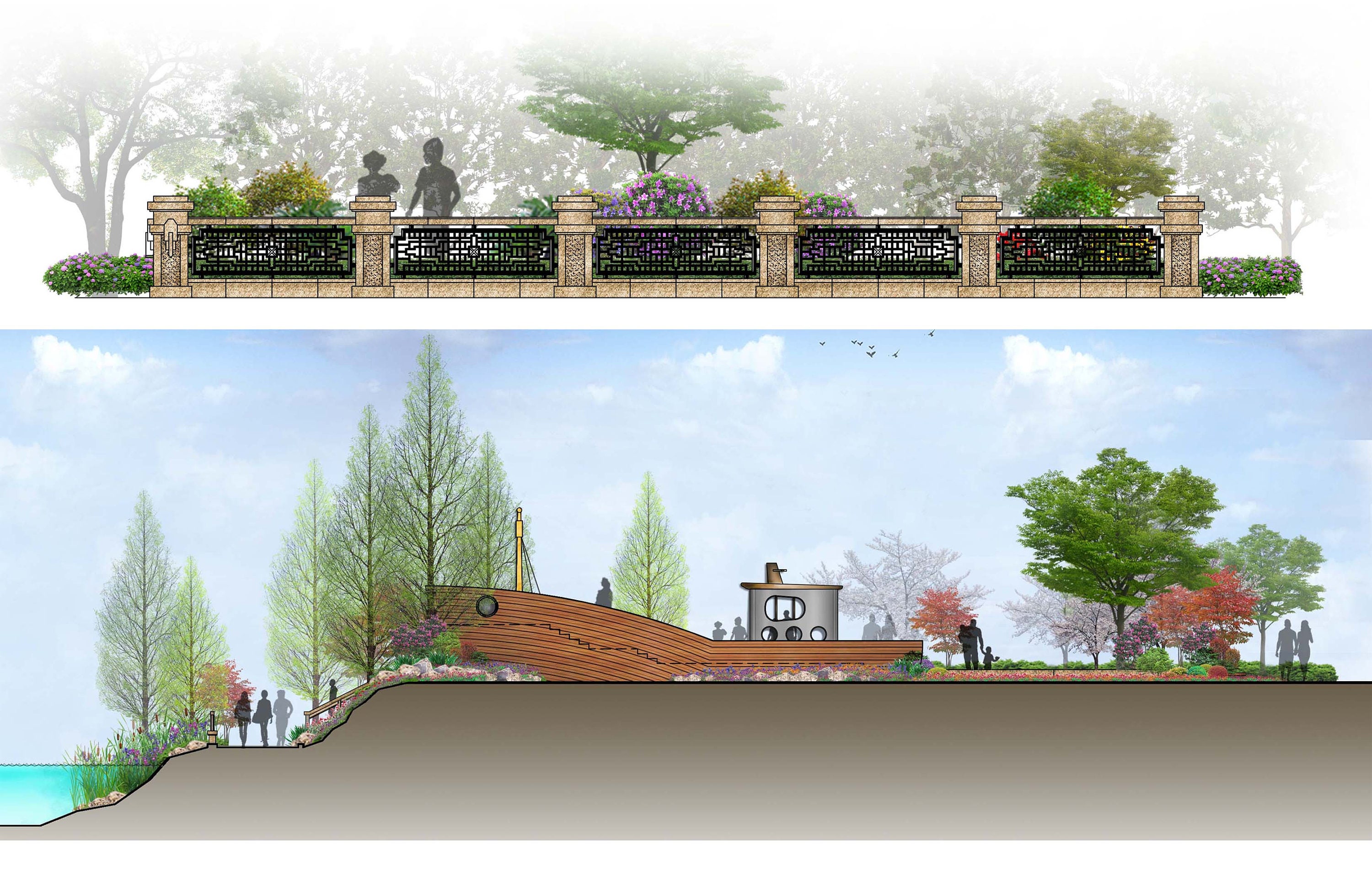 Photoshop PSD- Landscape Elevations Sections Vector Clipart Render PNG ...