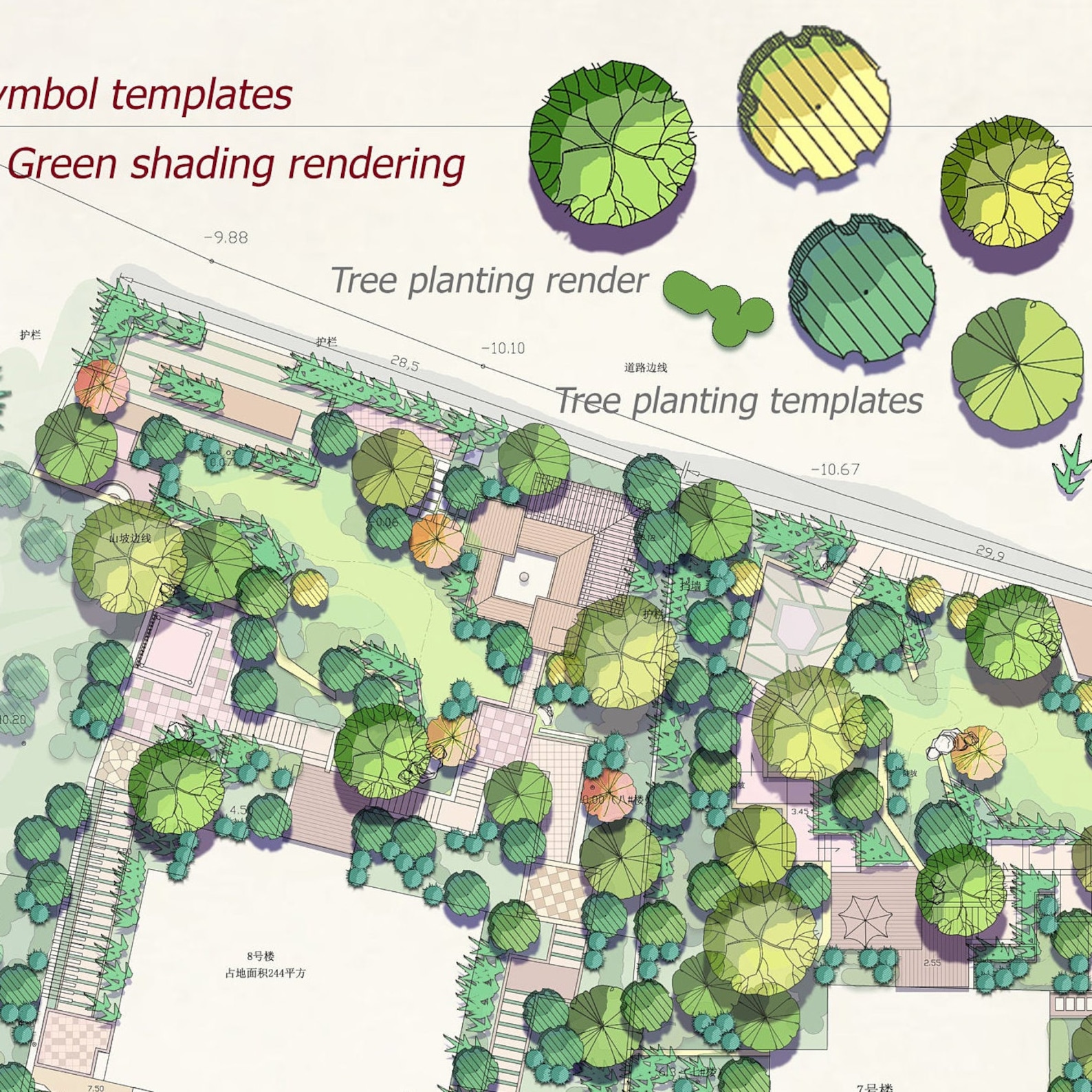 Photoshop PSD Landscape architecture Color Master Plan - Etsy France