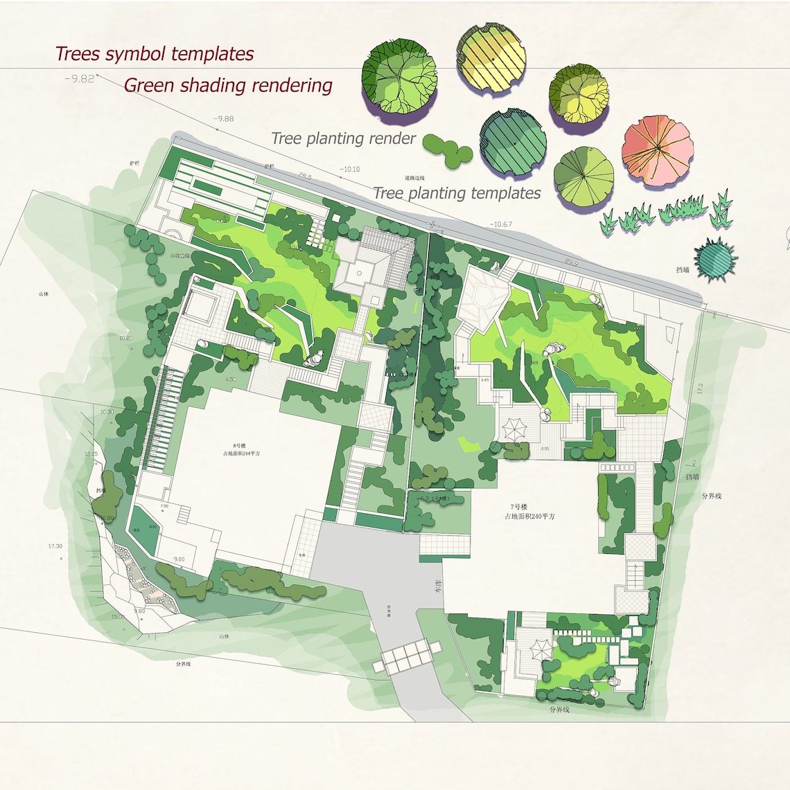 Photoshop PSD Landscape Architecture Color Master Plan | Etsy