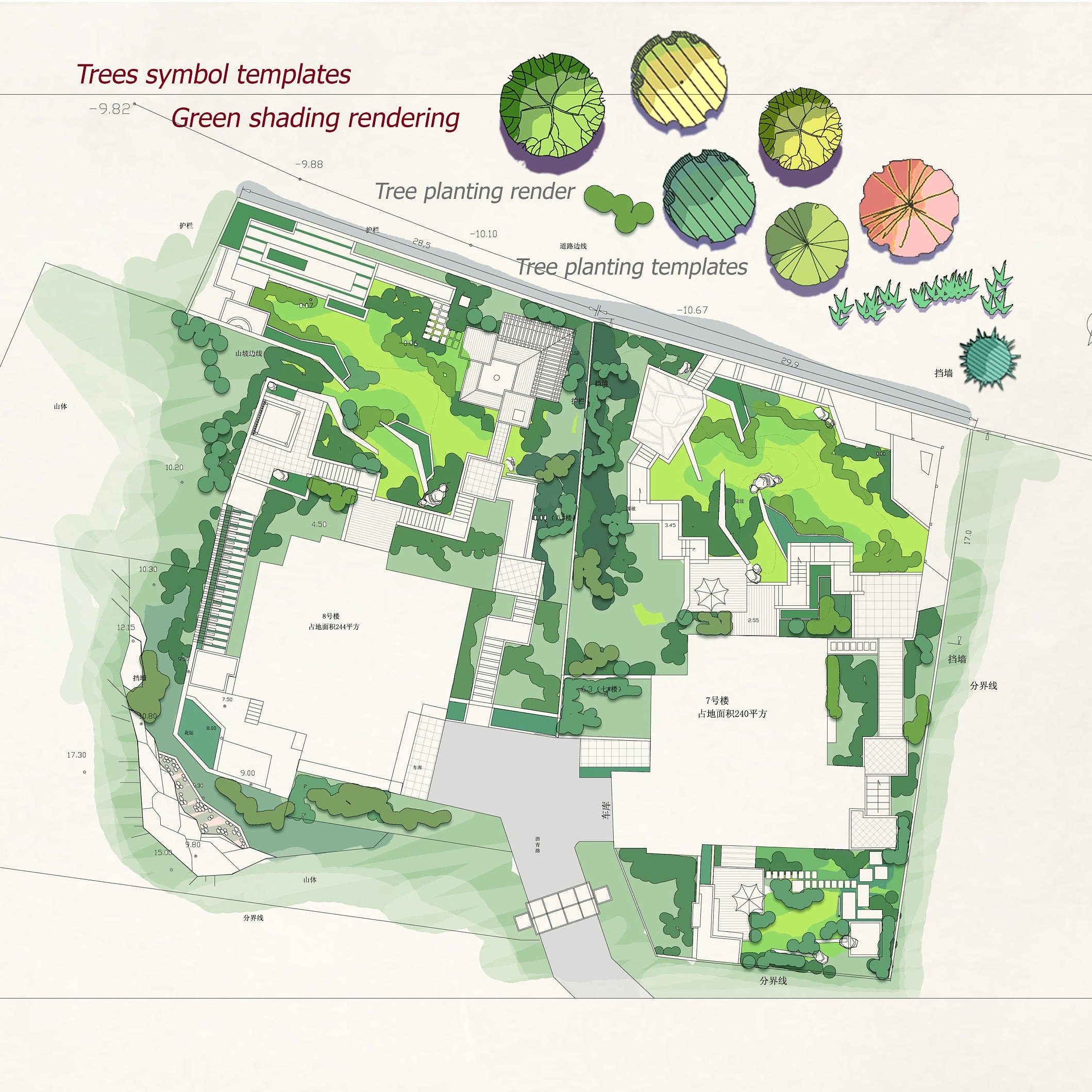 Photoshop PSD- Landscape Architecture Color Master Plan Templates ...