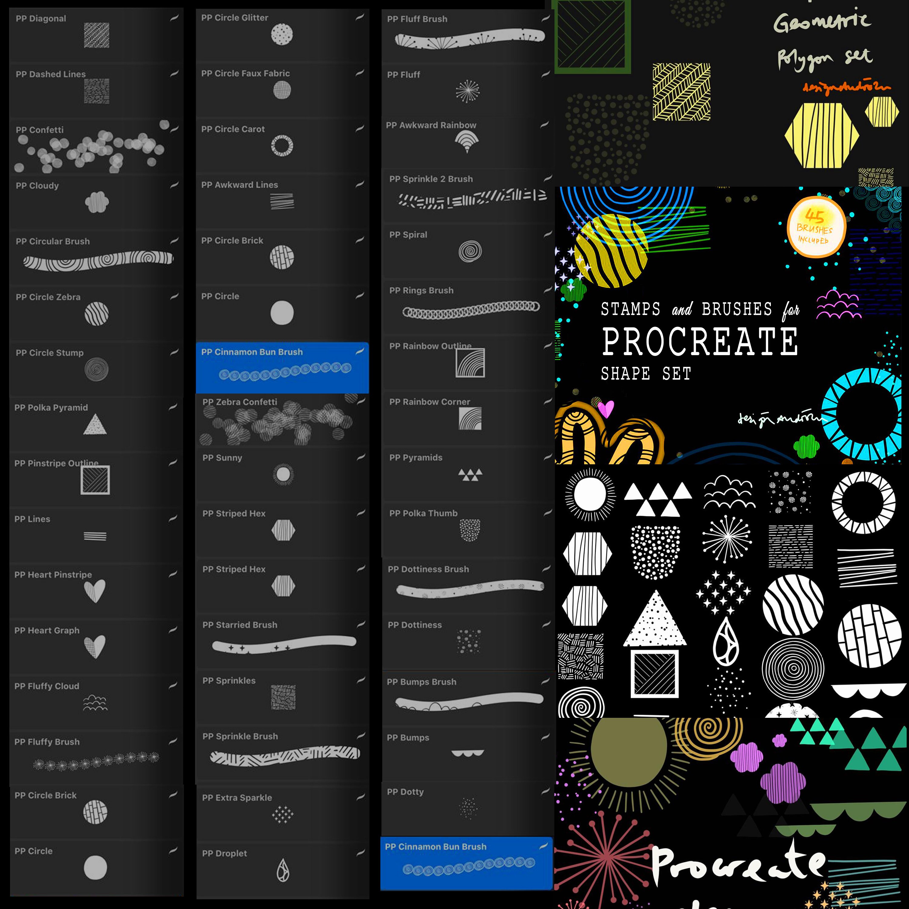 45nos Procreate iPad Brushes, Procreate Stamp, Dots Brushes, Lines ...