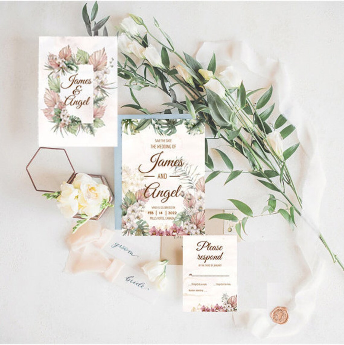 Bohemian Wedding Invitation Cards Minimalist Wedding - Etsy