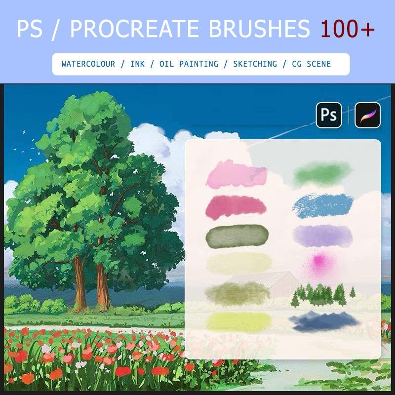 130 Procreate Photoshop Brushes Procreate Stamp Flower - Etsy