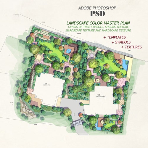 Photoshop PSD Landscape Architecture Color Master Plan - Etsy
