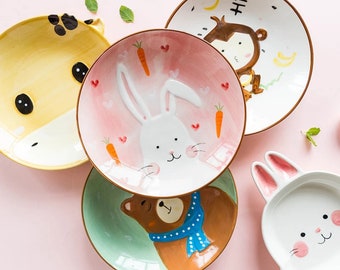 Ceramic Plate Set Animal - Etsy