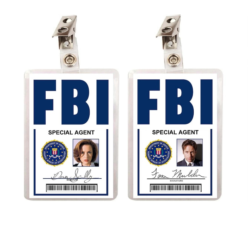 X Files Dana Scully & Fox Mulder FBI Set of 2 ID Badges - Etsy