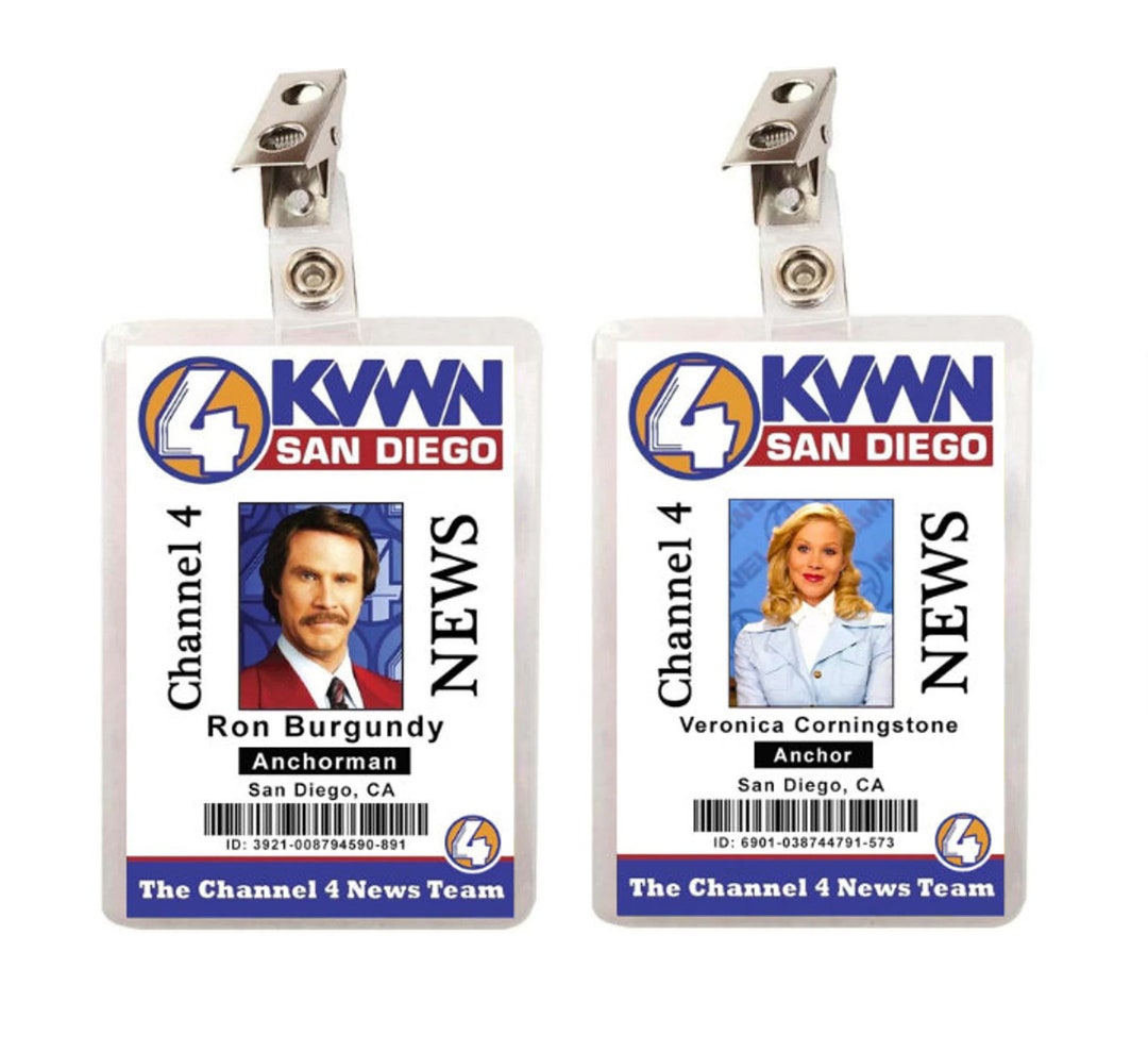 Anchorman Ron Burgundy Veronica Corningstone Set of 2 ID Badges - Etsy