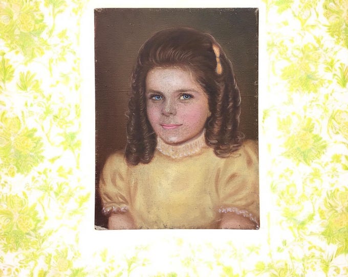 Striking Vintage Mid-century Girl Portrait Painting Unframed on Canvas 12 X 9 Inches Wall Art - Etsy