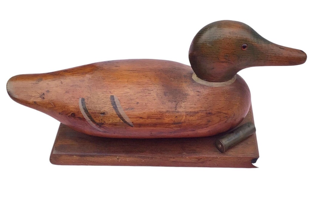 Vintage Wood Duck Mallard Decoy Shotgun Shell Mancave Rustic Hunter ...