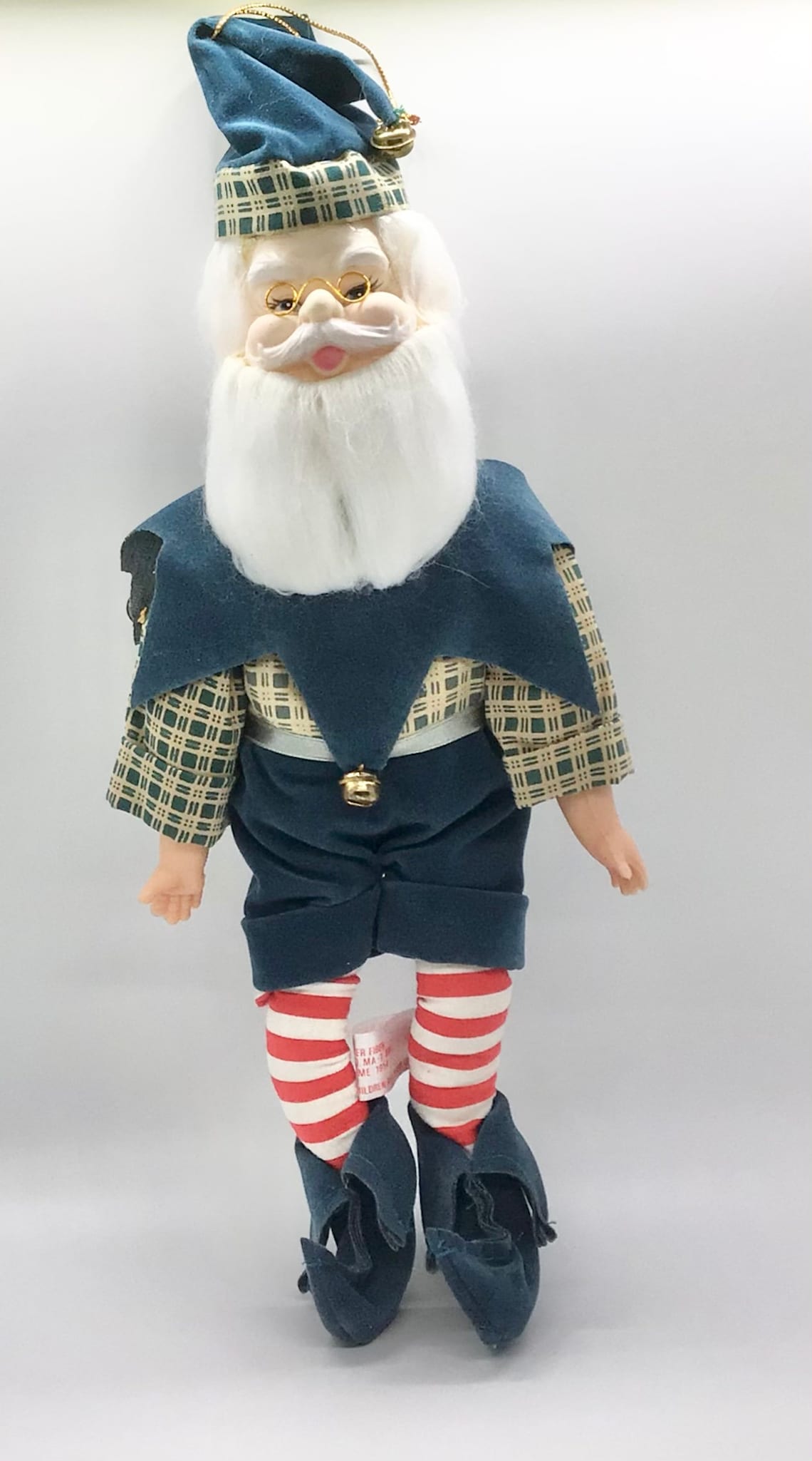 Vintage 80s Santa Claus in Green Elf Costume Doll Toy - Etsy