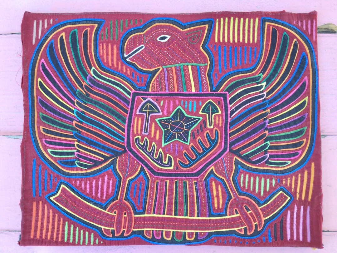 Vintage Bird Ethnic Kuna Mola Panama Embroidery Applique Textile Art ...