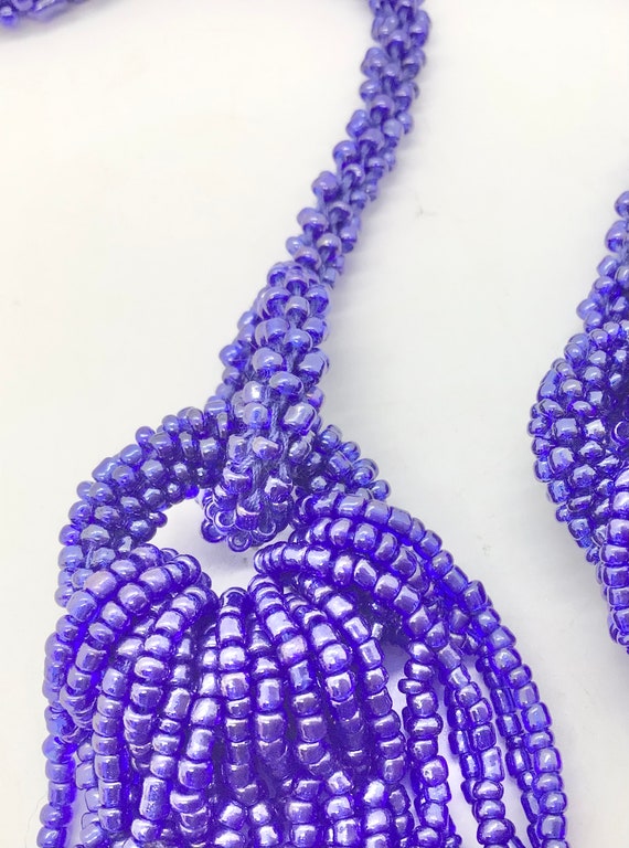 Indigo Blue Purple Multi strand Seed Bead Adjustable … - Gem