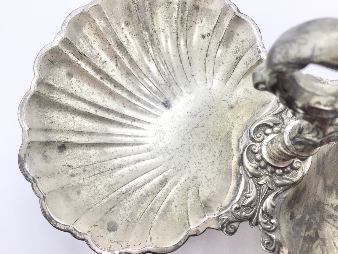 Distressed Vintage Sea Shell Silver Plate Metal Trinket Dish - Etsy