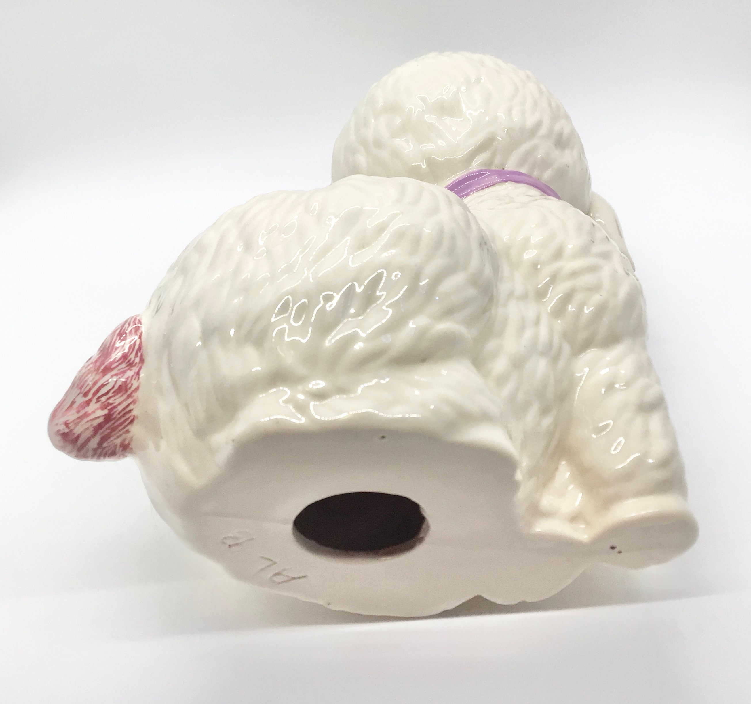 Vintage White Ceramic Lamb Figurine With Bow Kawaii Cute - Etsy