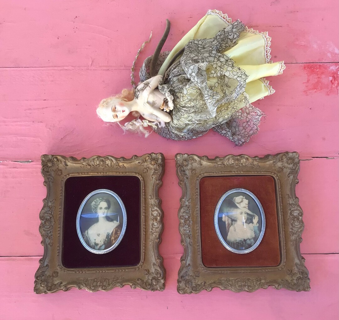 Pair of Vintage Gold Ornate Victorian Lady Frames Pictures Shabby ...