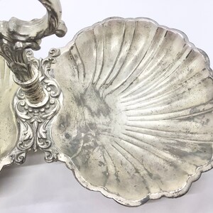 Distressed Vintage Sea Shell Silver Plate Metal Trinket Dish Caddy ...