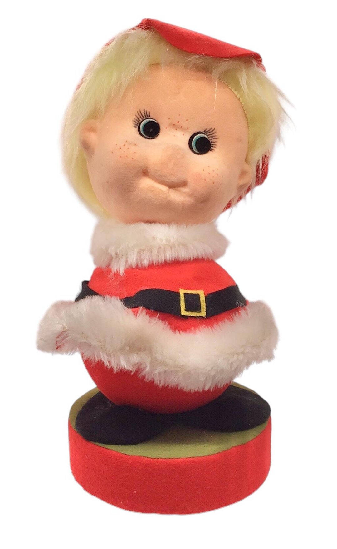 Vintage Rotating Musical Elf Santa Suit Doll Japan Yellow Hair Pixie ...