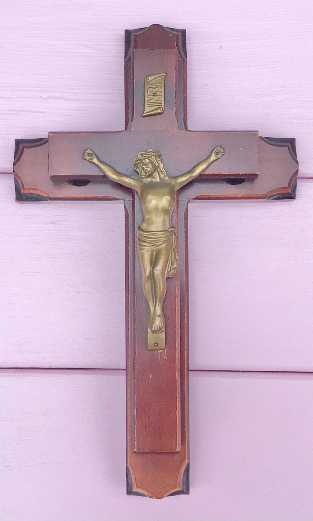 Shabby Heavy Last Rites Vintage Wood Crucifix Cross Religious Catholic ...