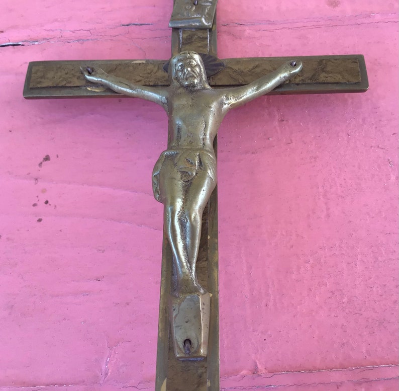 Vintage 1970s Brass Jesus Standing Altar Crucifix Cross Footed - Etsy