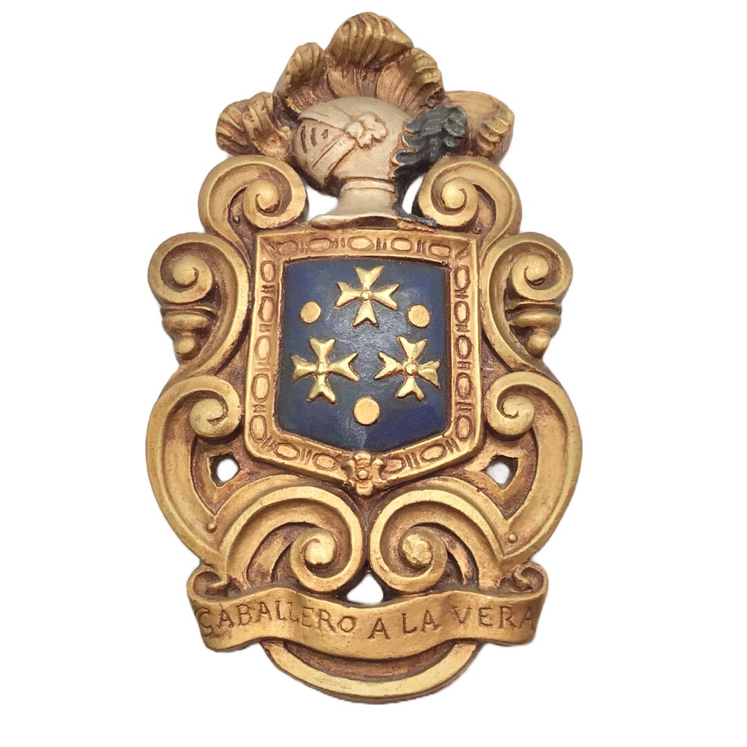Vintage Knight Crest Shield Plaster Plaque Medieval French Renaissance ...