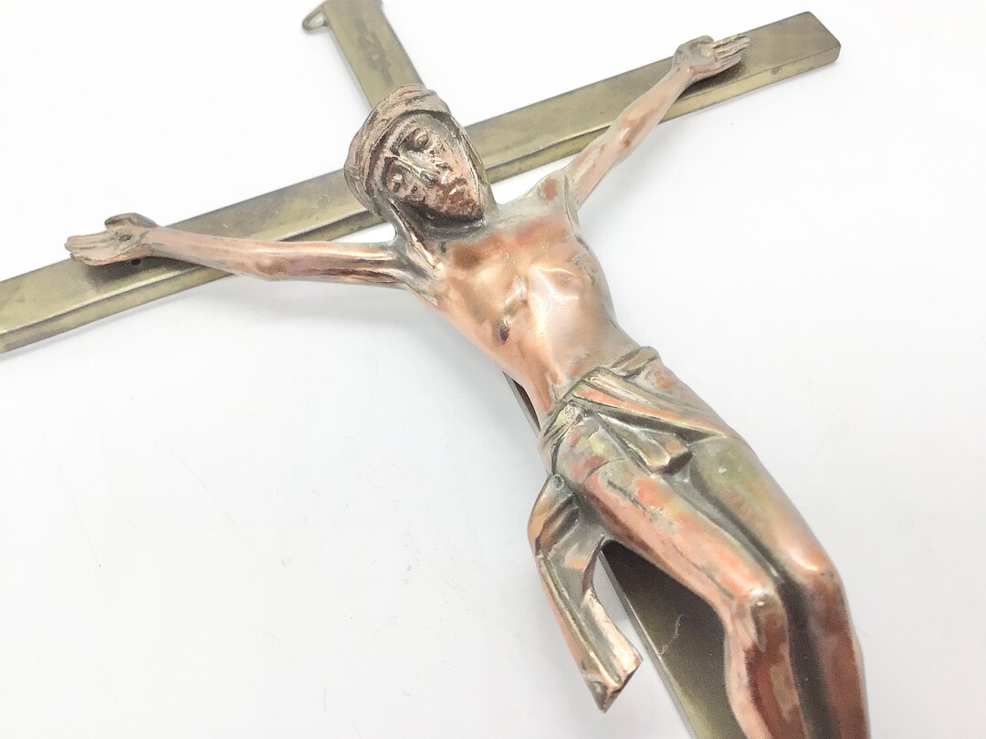 Vintage German Metal Cross Crucifix Religious Catholic Shabby Romantic ...