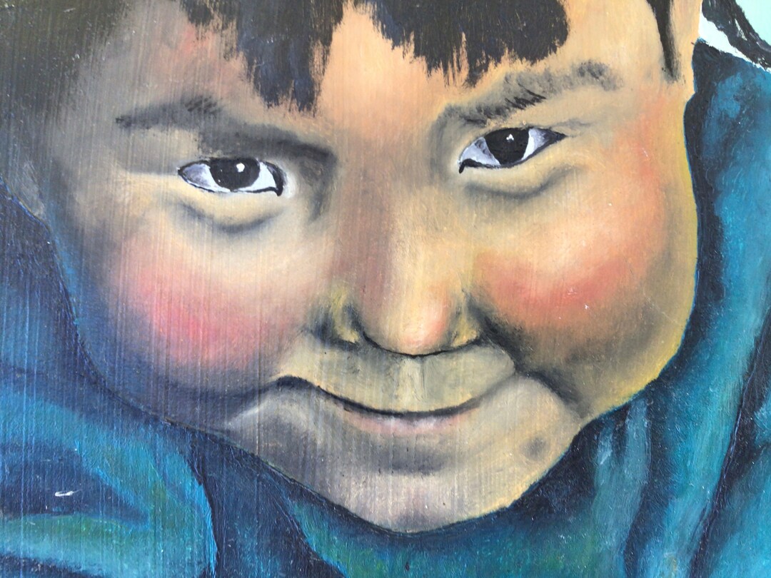 Vintage 1970s Smiling Asian Chinese Boy Signed Art Portrait Painting - Etsy