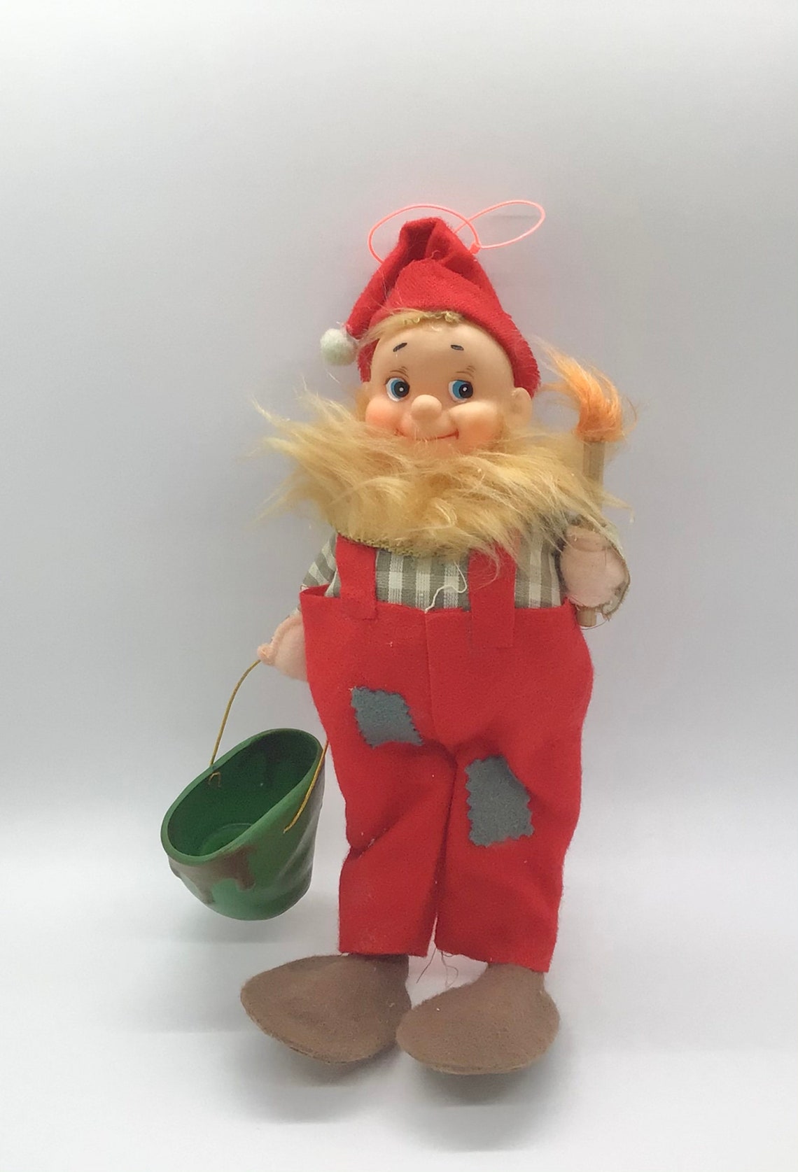 Vintage 50s Red Bearded Elf Doll Toy Christmas Tree Ornament | Etsy