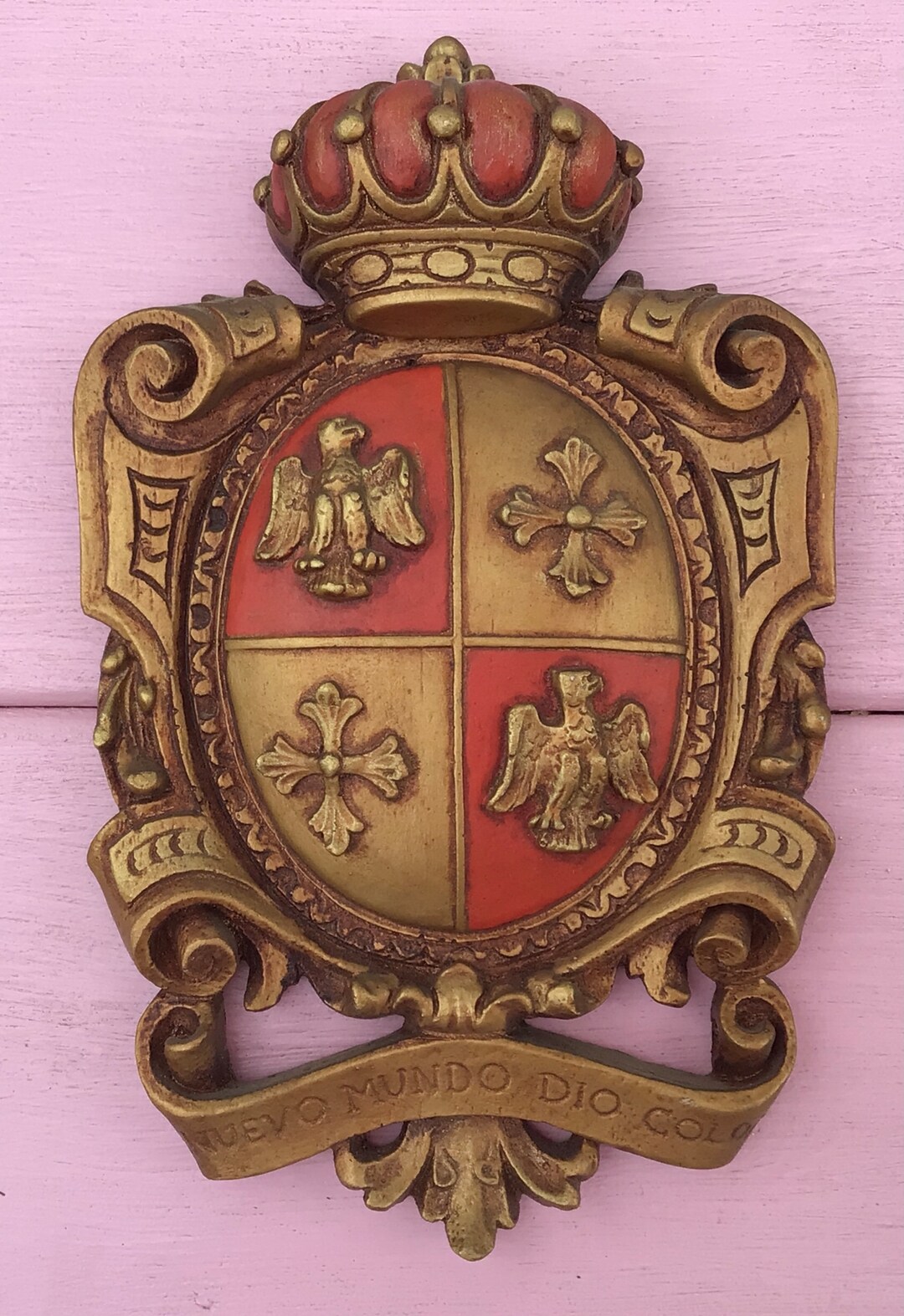 Vintage Eagle Cross Crest Crown Crest Shield Plaster Plaque Medieval ...
