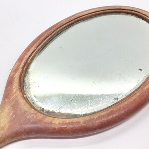 Aged Vintage Rustic Wood Hand Mirror Simple Minimalist for Repurpose or ...