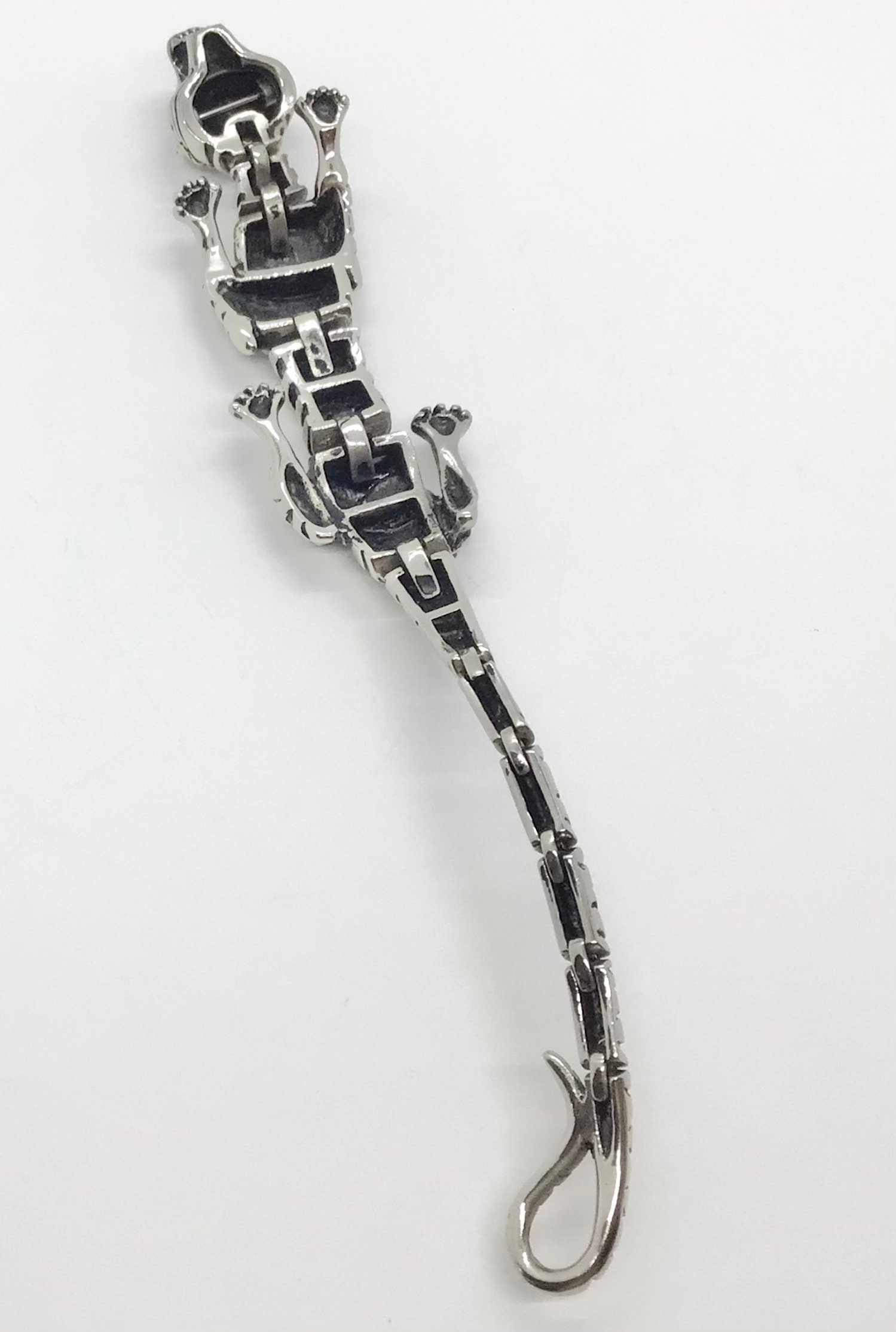 Articulated Tiger Biting Tail Silver Tone Large Unisex | Etsy