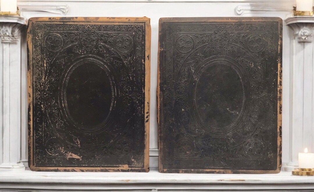 Victorian Book Covers: Antique Black Ornate Album Panels, Gothic Decor ...