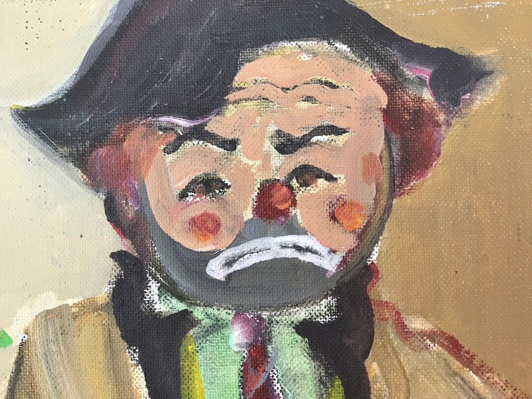Vintage Angry Circus Clown Oil Painting Original Outsider Art - Etsy