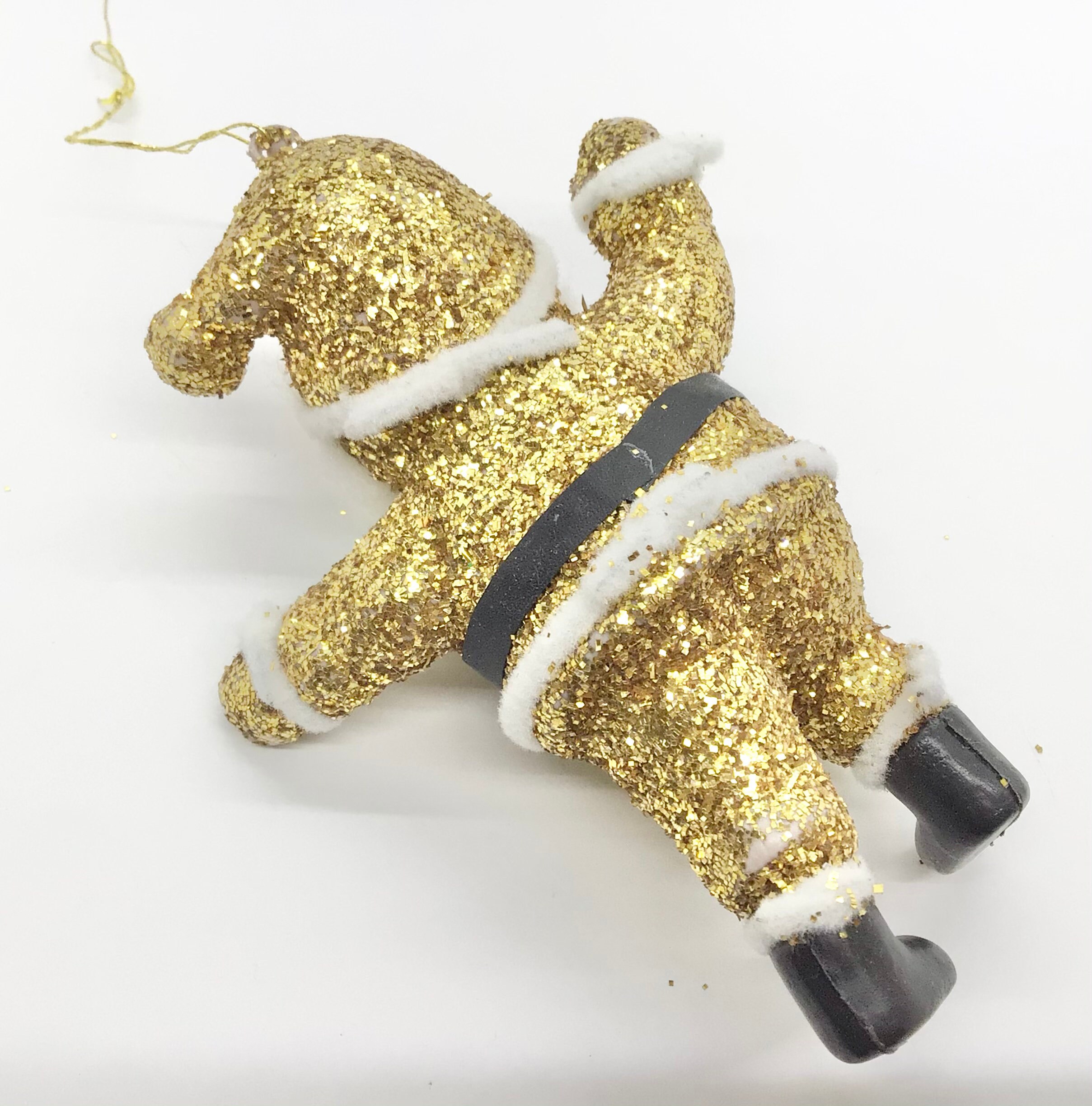 Vintage 1980s Gold Glitter Cute Face Santa Claus Christmas - Etsy