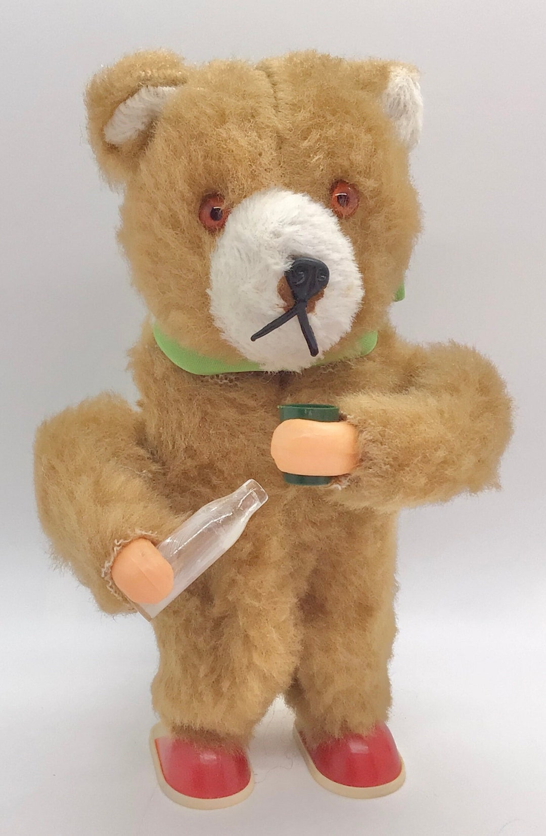 Vintage Wind-up Mechanical Brown Drinking Bear With Original Box Rock ...