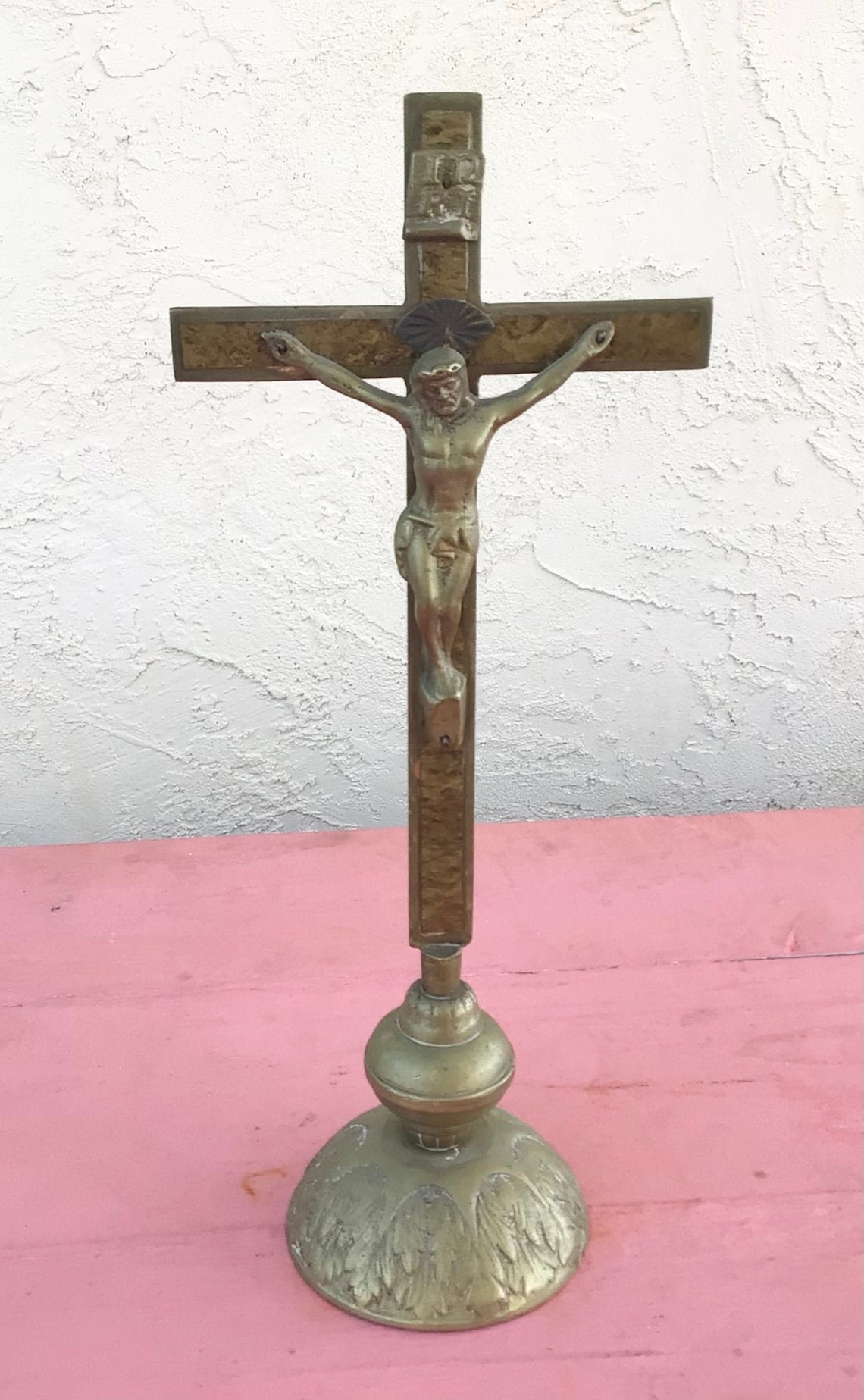 Vintage 1970s Brass Jesus Standing Altar Crucifix Cross Footed - Etsy