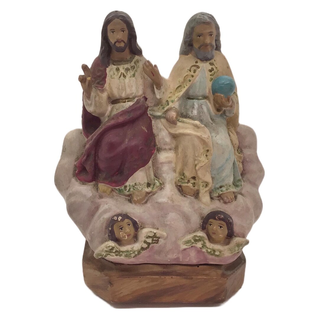 Vintage Shabby God the Father Jesus Holy Trinity Religious Statue ...