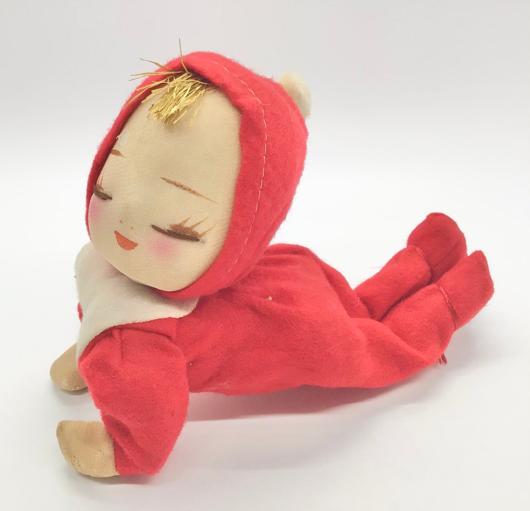 Vintage 1960s Red Crawling Pixie Elf Baby Japan Toy Doll Christmas ...