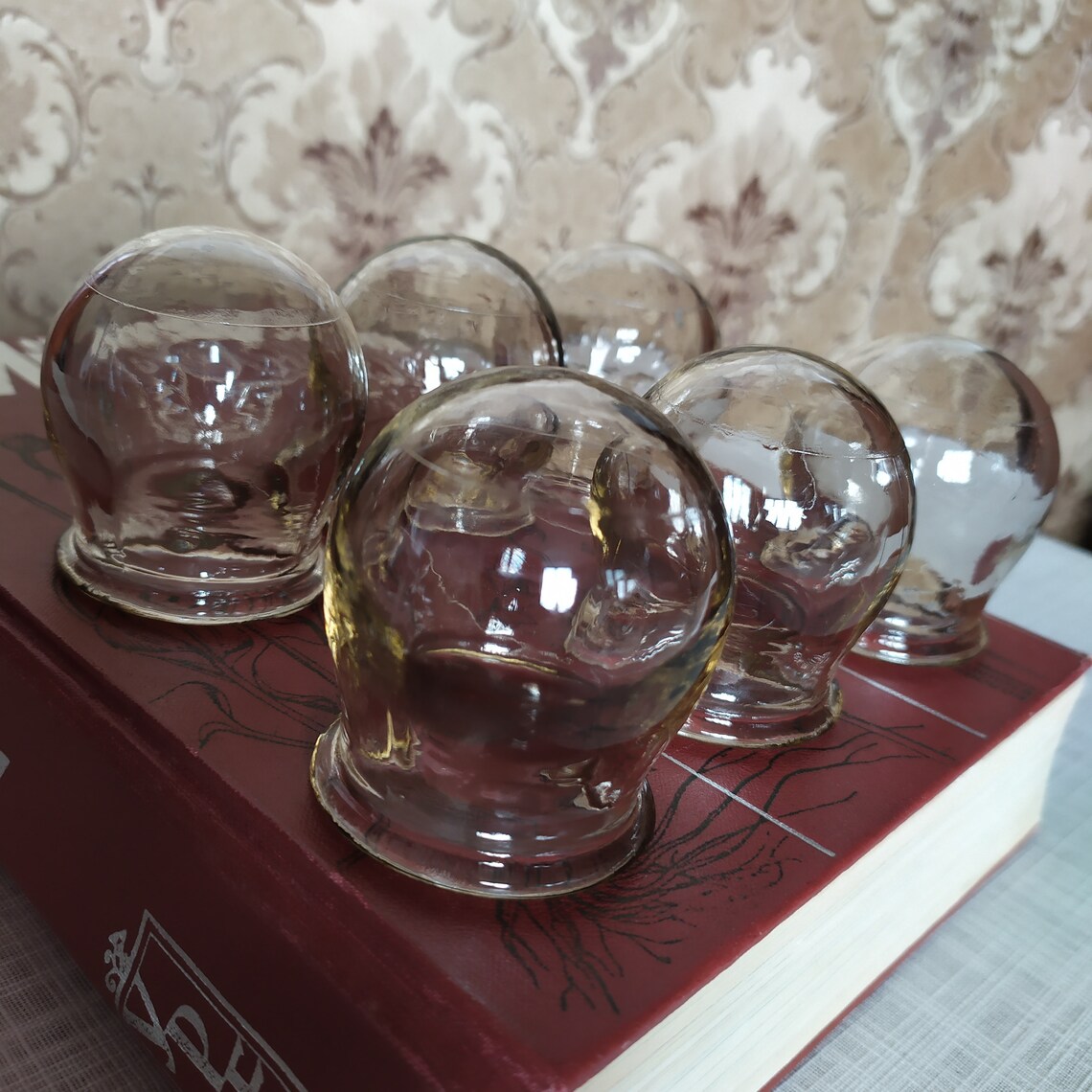 Medical Vacuum Jars, Set of 6 Pieces, Glass Jars for Vacuum Massage ...