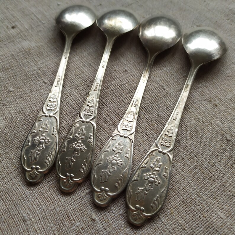 Soviet Teaspoons Set of 4 Pieces, Silver-plated Spoons, Cupronickel ...