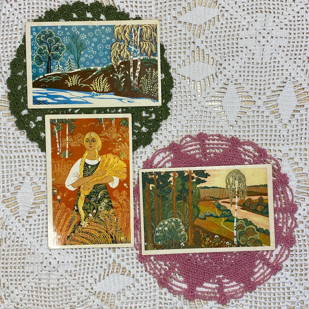 Vintage Soviet Postcards – Russian Nature and Folklore Art by L ...