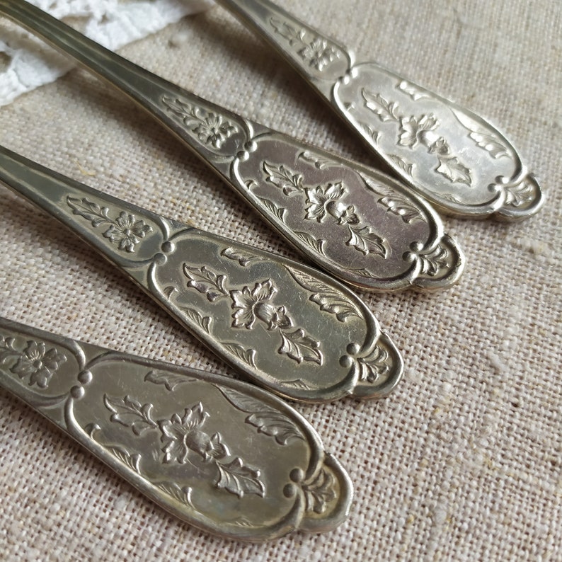 Soviet Teaspoons Set of 4 Pieces, Silver-plated Spoons, Cupronickel ...