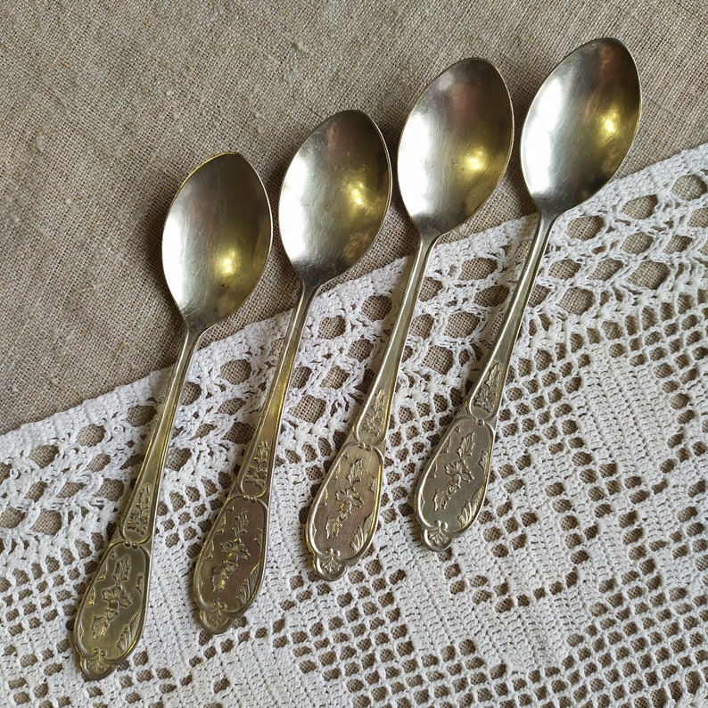 Soviet Teaspoons Set of 4 Pieces, Silver-plated Spoons, Cupronickel ...