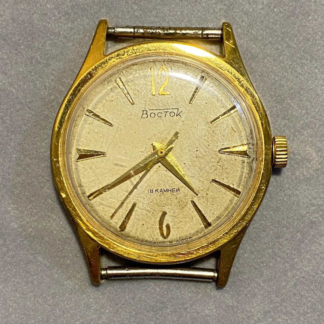 Vintage Vostok 2209 Gold-plated AU10 Soviet Watch, Vostok 18 Jewels ...