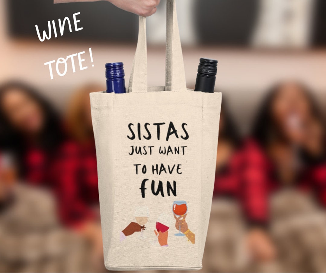 Double Wine Tote Bag, Girls Night Out,wine Bag, Gift for Black Women ...