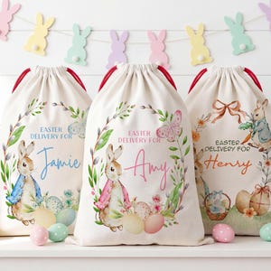 Custom Easter Basket, Personalized Easter Sack for Easter, Easter Egg Hunts, Bunny Baskets for ...